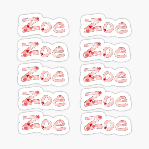 "Zoe hearts name sticker pack." Sticker for Sale by tshirtsmash | Redbubble