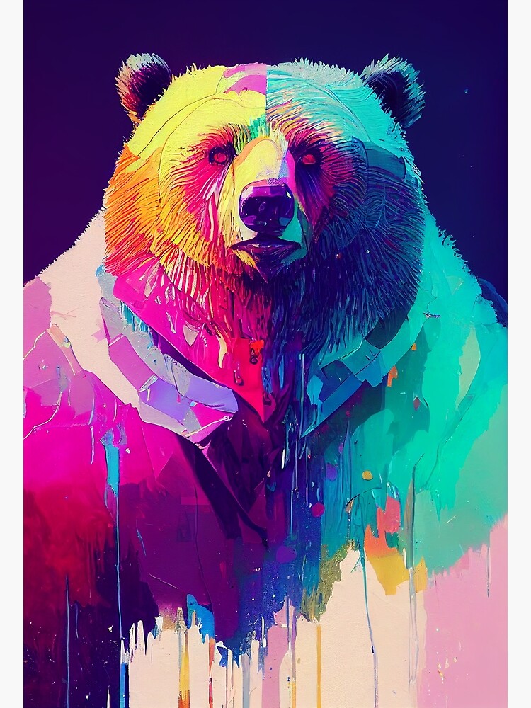 "Acrylic colorful bear portrait" Poster for Sale by seneremin | Redbubble