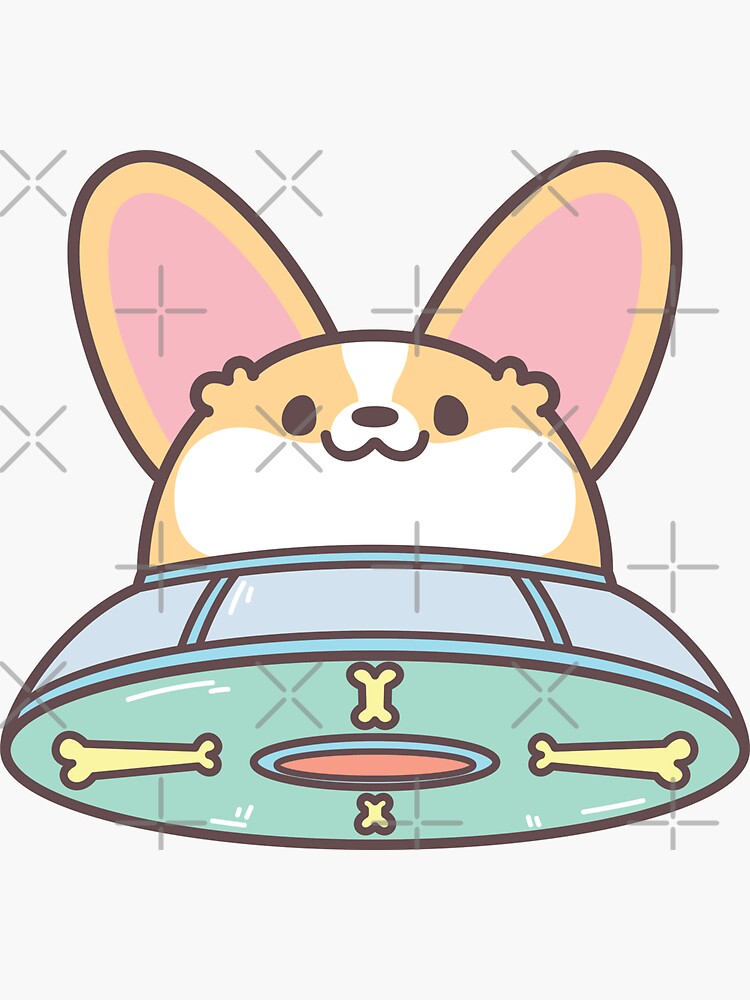 "Corgi UFO" Sticker for Sale by XEENYEE | Redbubble