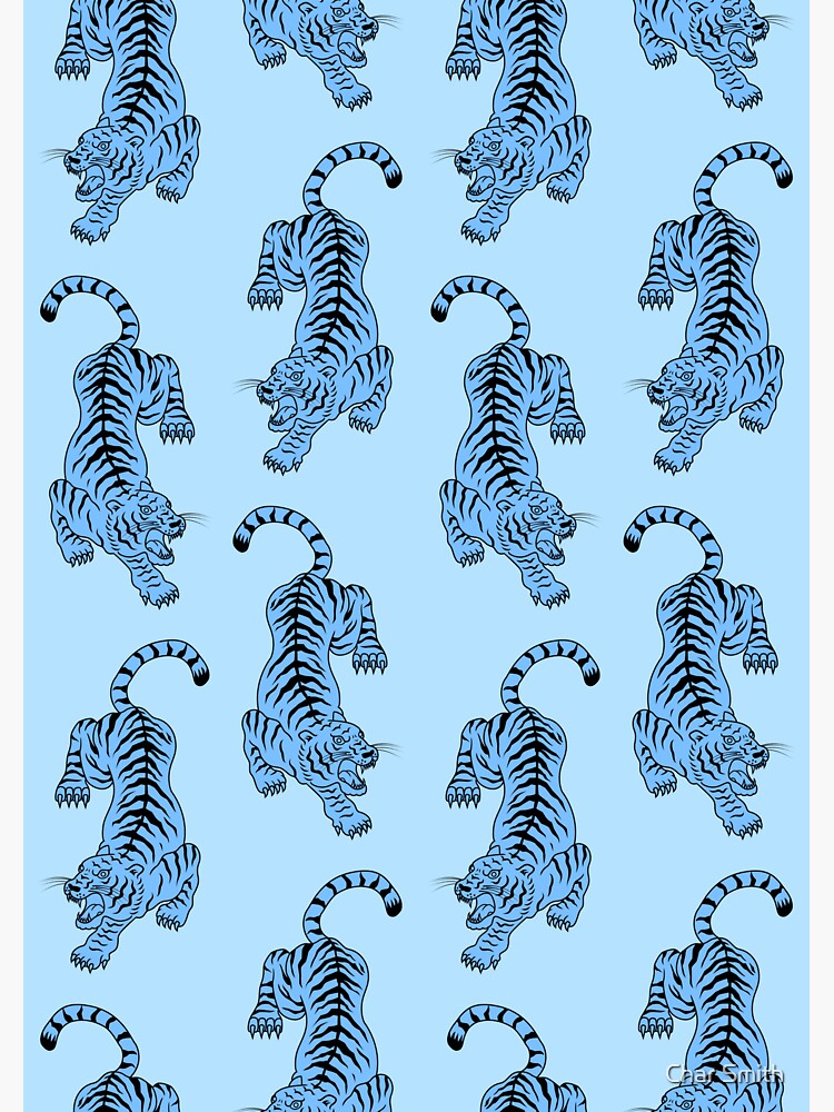 "Modern Blue Tiger Pattern" Sticker for Sale by charsmith-art | Redbubble