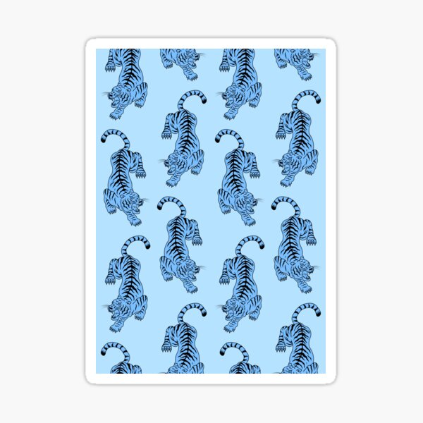 "Modern Blue Tiger Pattern" Sticker for Sale by charsmith-art | Redbubble