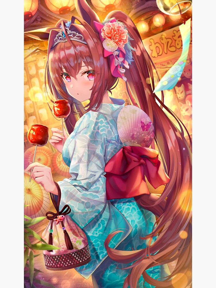 Cute Waifu Daiwa Scarlet Kimono Uma Musume Sexy Lewd Boobs Tits Hentai Anime Girl Sticker