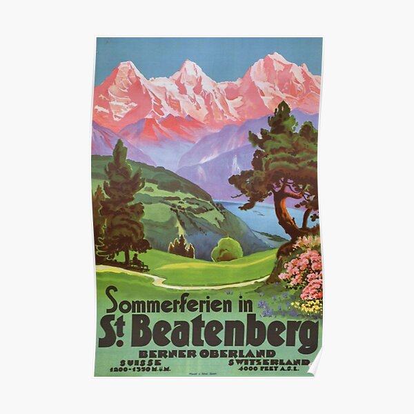 Póster «Cartel del viaje del vintage de St. Beatenberg Suiza | Póster ...
