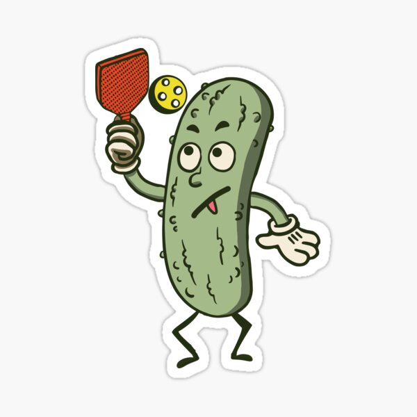 "Funny Pickleball Pickle Playing Cartoon" Sticker for Sale by MrEddie10 ...