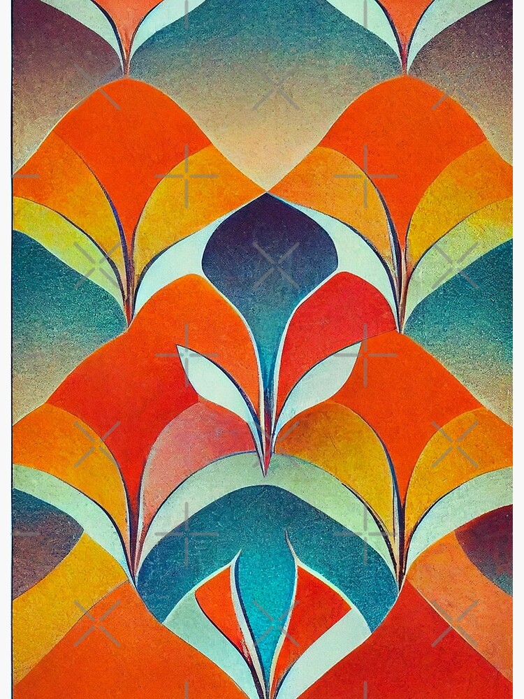 Poster « Motifs géométriques colorés rétro du milieu du siècle Art déco ...