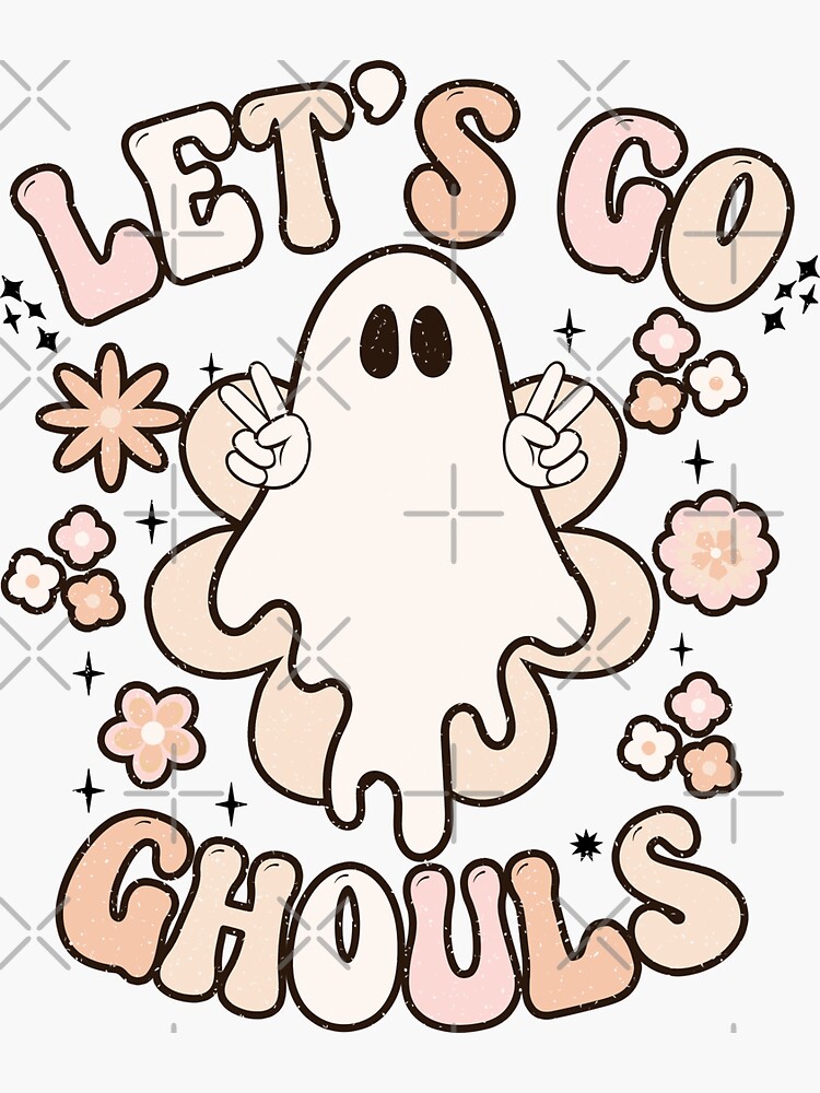 "Let's Go Ghouls Cute Retro Halloween Ghost" Sticker for Sale by ...