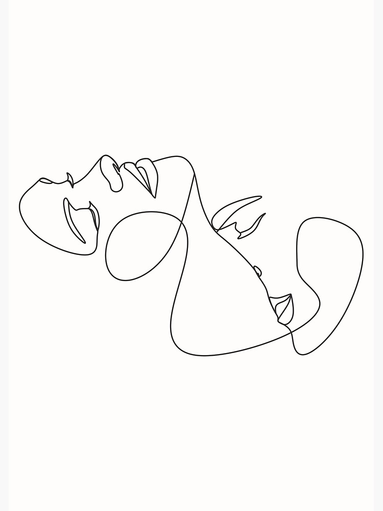 Couple Line Illustration Love Print Minimalist People 2 Faces Man