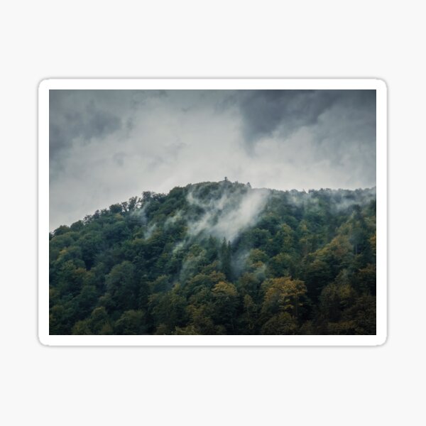 "forest on the misty hill" Sticker for Sale by psychoshadow | Redbubble