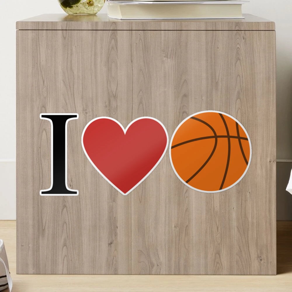 I Love Basketball Red Heart Basketball Sticker Basketball Heart