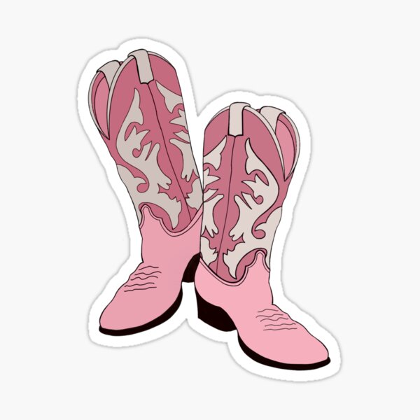 "Pink Cowboy Boots Sticker" Sticker for Sale by MiaLeeArt | Redbubble