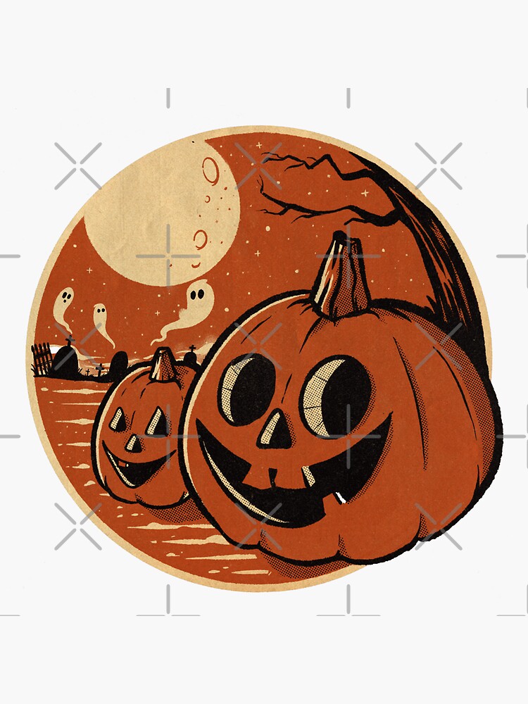 "Vintage Halloween Pumpkin Scene" Sticker for Sale by SPOOKYSWAG ...