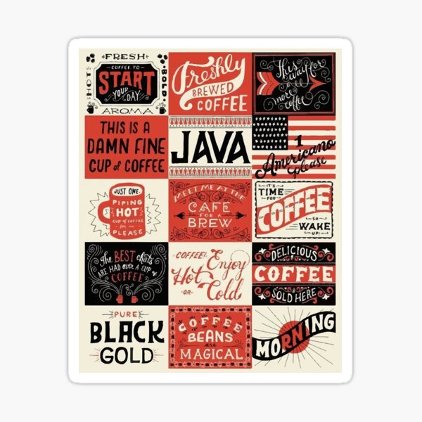 "Brewed Coffee Types " Sticker for Sale by CRANKBASE | Redbubble