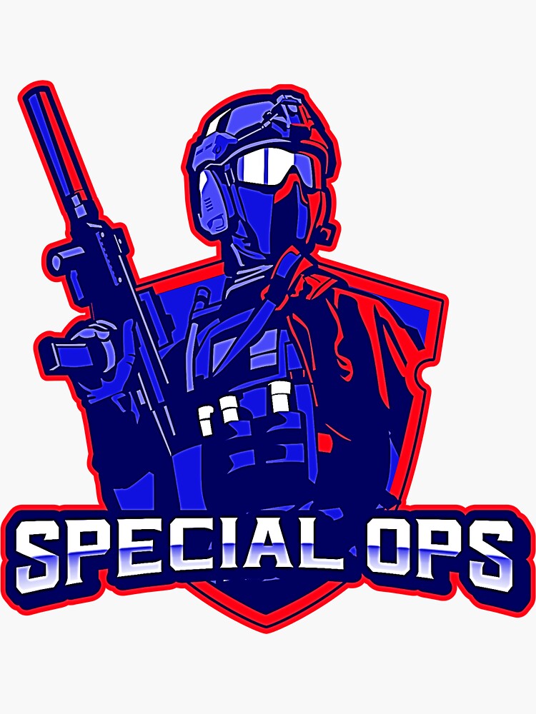 " Special Ops Two Gamer Blue on Red" Sticker for Sale by Rorulent ...