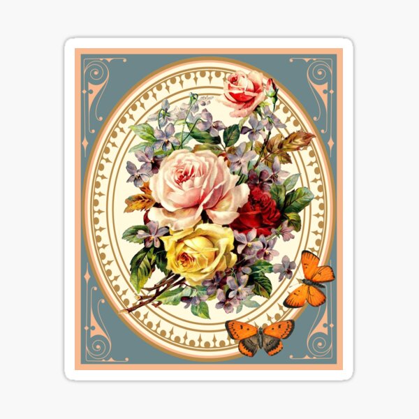 "Victorian Roses and Butterflies " Sticker for Sale by sandpiperstudio ...