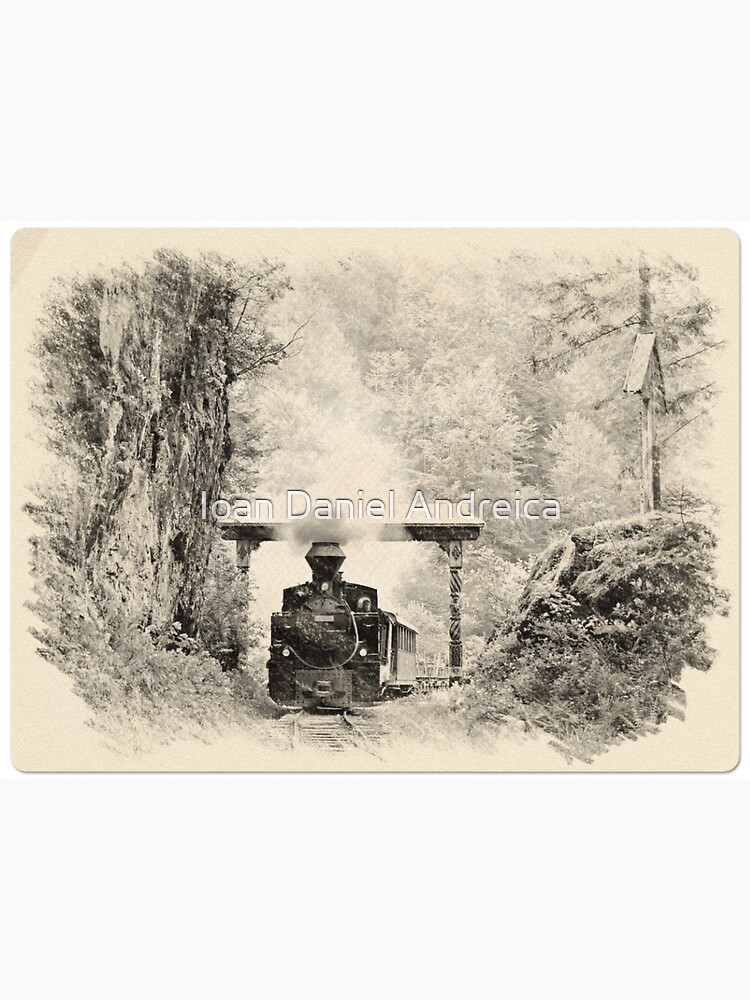 "Steam Train Motive passing through a forest landscape" Sticker for ...