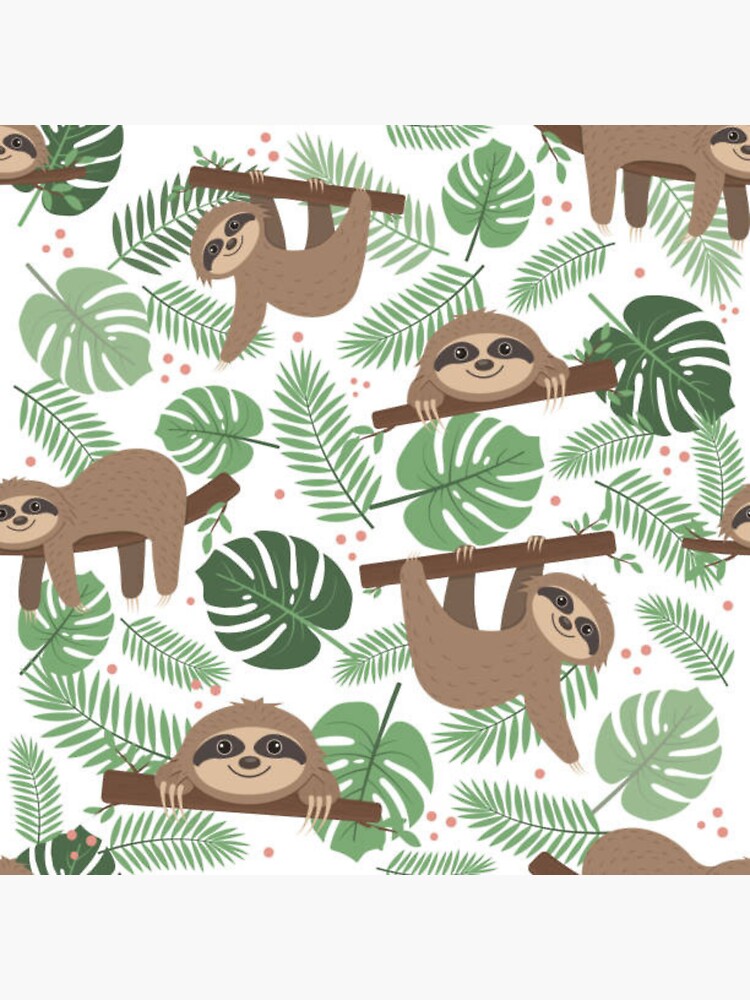 "Happy Boho Sloth Floral" Sticker for Sale by DesignVertex | Redbubble