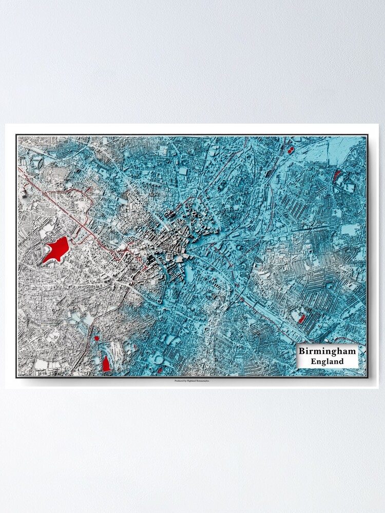 "Birmingham, UK - Urban Sprawl Buildings Satellite Shaded Relief Map ...