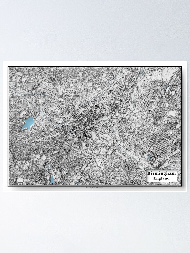 "Birmingham, UK - Urban Sprawl Buildings Satellite Shaded Relief Map ...