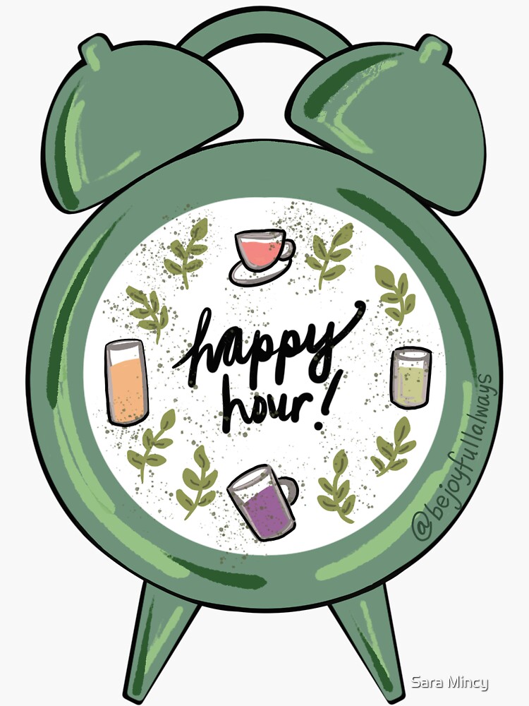 "Happy Hour Clock " Sticker for Sale by Sarasarthouse | Redbubble