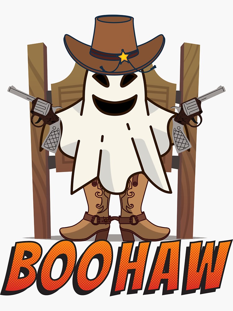 "Boohaw, funny cowboy halloween ghost" Sticker for Sale by reka88 ...