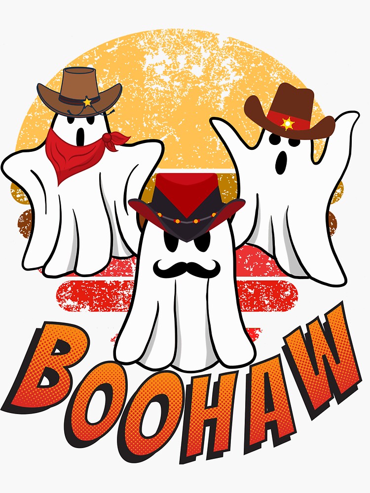 "Boohaw, funny cowboy halloween ghost" Sticker for Sale by reka88 ...