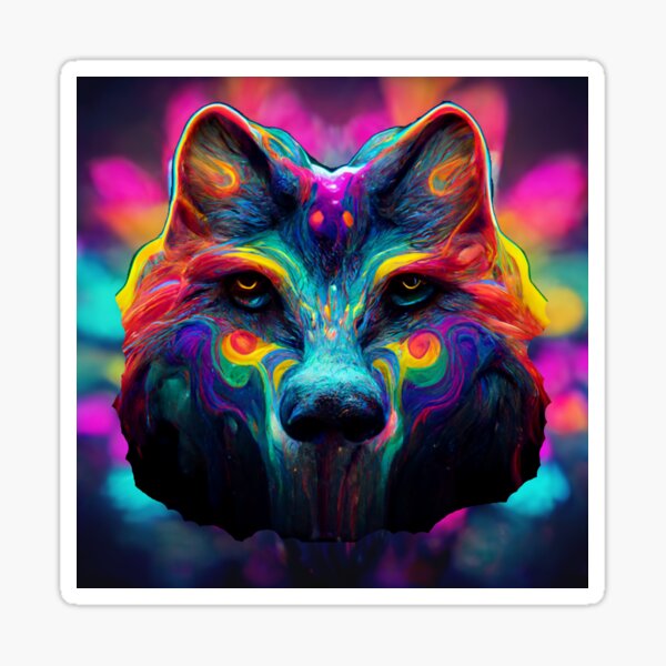 "Trippy Wolf Psychedelic Art" Sticker for Sale by KyoriStore | Redbubble
