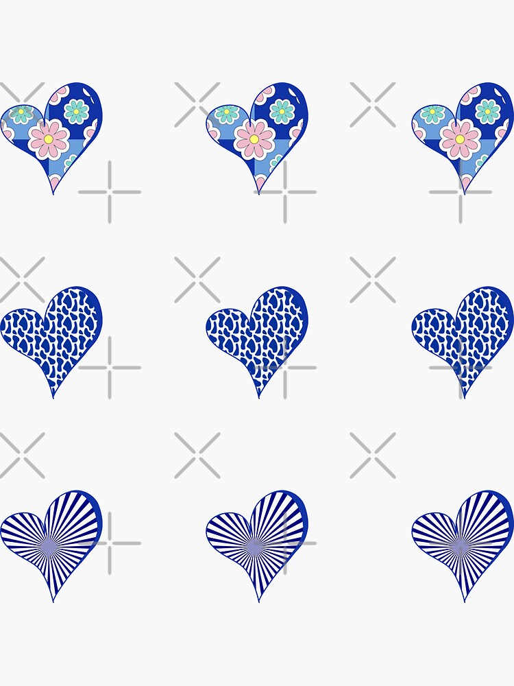 "Gorgeous Pack of Assorted Patterns in Navy Blues, Heart stickers ...