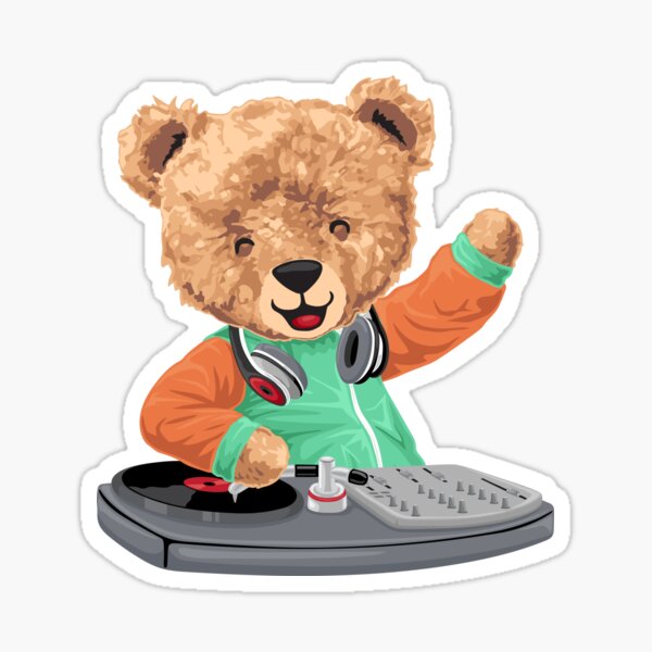 "DJ bear" Sticker for Sale by Nur Ataturk | Redbubble