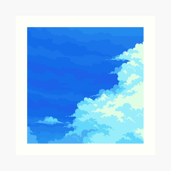 "Clear Blue Sky Clouds (Pixel Art)" Art Print for Sale by TofuPixel ...
