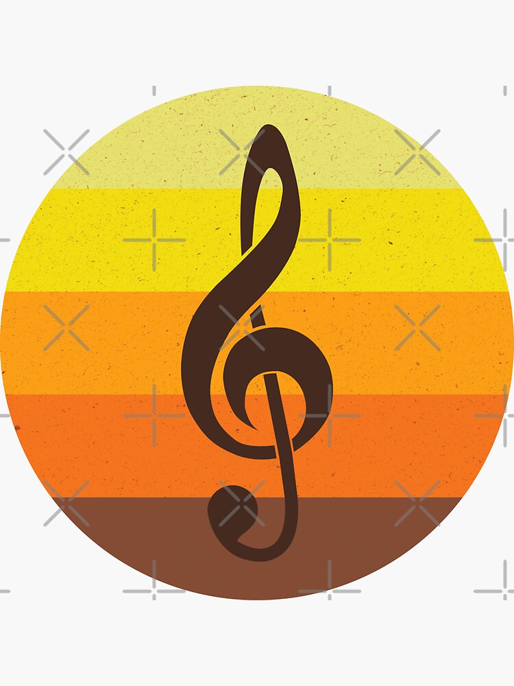 "Treble clef on a retro sunset" Sticker for Sale by Grepthor | Redbubble