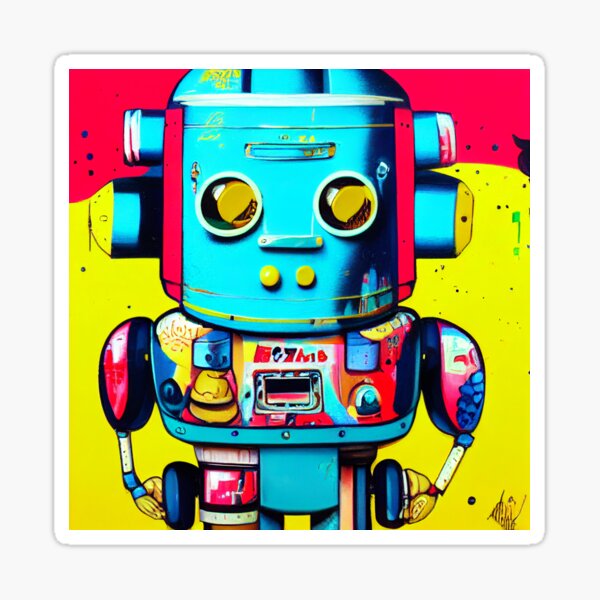"Awesome retro robot toy" Sticker for Sale by Studiowatermars | Redbubble