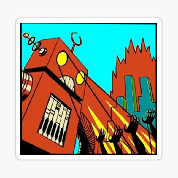 "Welcome Our New Robot Overlord" Sticker by VictorIos | Redbubble