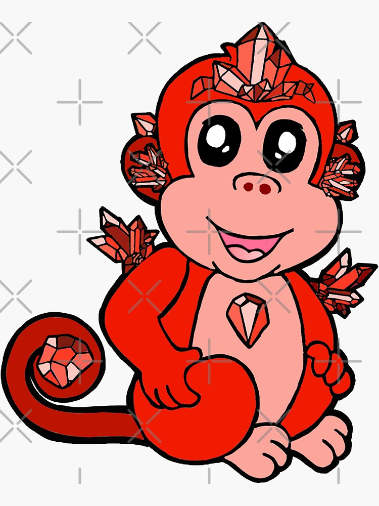 "Ruby Red Crystal Monkey " Sticker for Sale by CrystalBeings | Redbubble