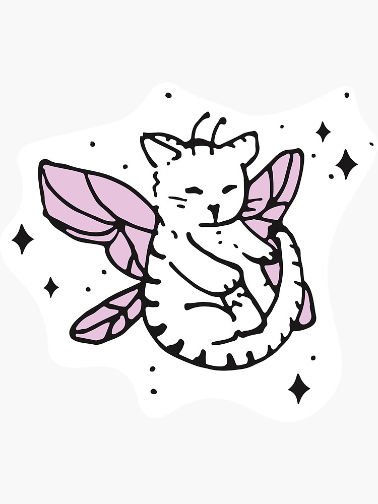 "Adorable Magical Fairy Cat Sticker" Sticker for Sale by VickyBe09 ...