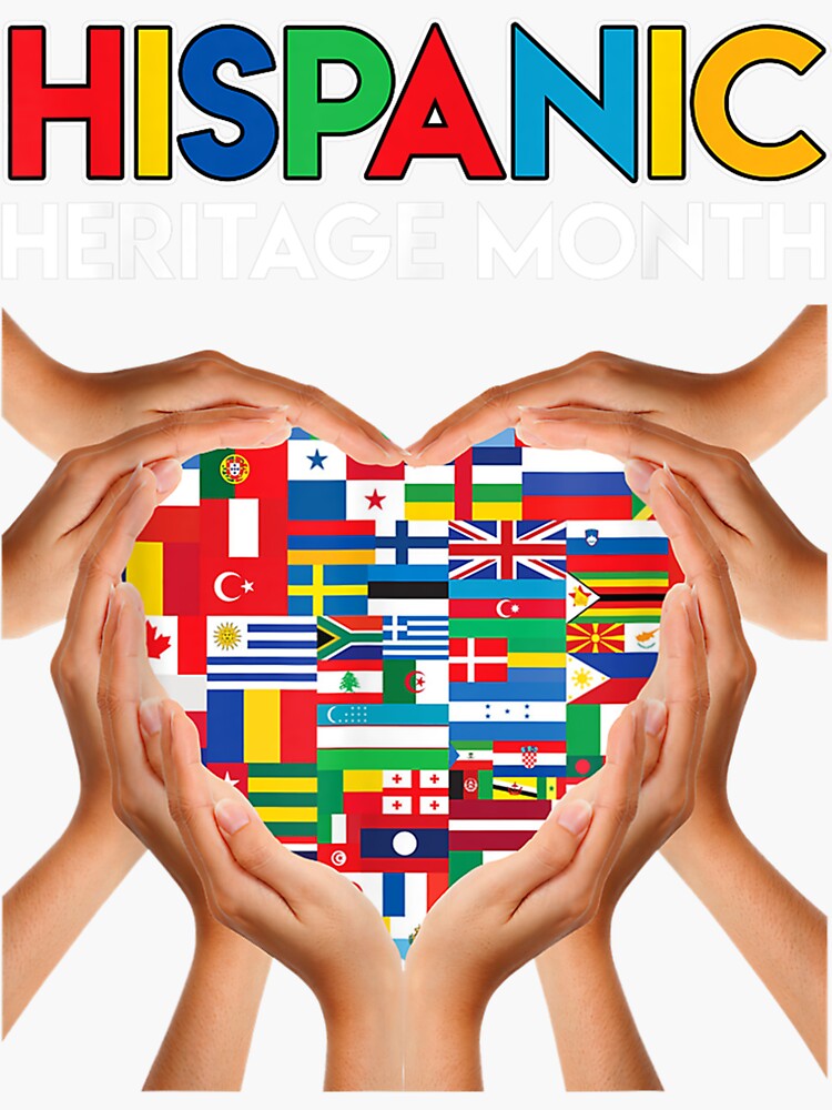 Pegatina «Mes de la Herencia Hispana Todos los países Corazón Manos» de ...