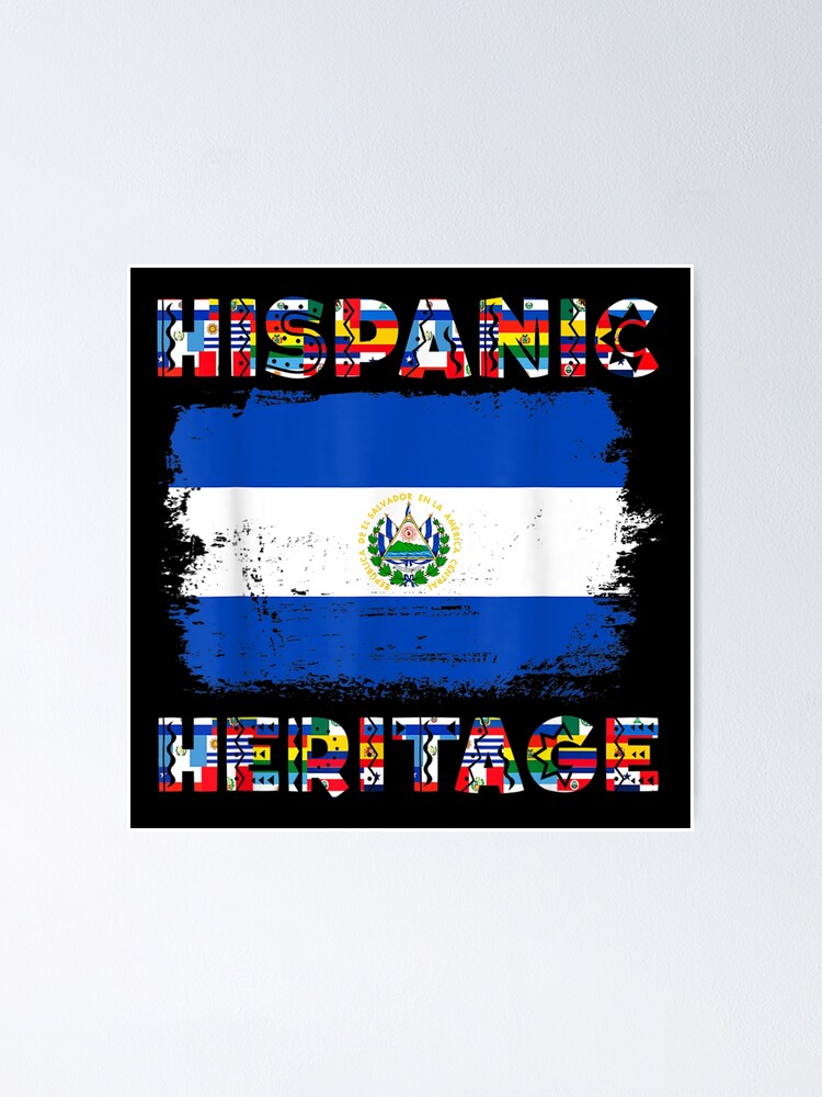 "Vintage El Salvador Salvadorean Flag Hispanic Heritage Month" Poster ...