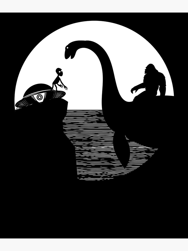 "Bigfoot Loch Ness Monster Sasquatch Riding Nessie Ufo Alien" Art Print for Sale by YesterHomeUK ...
