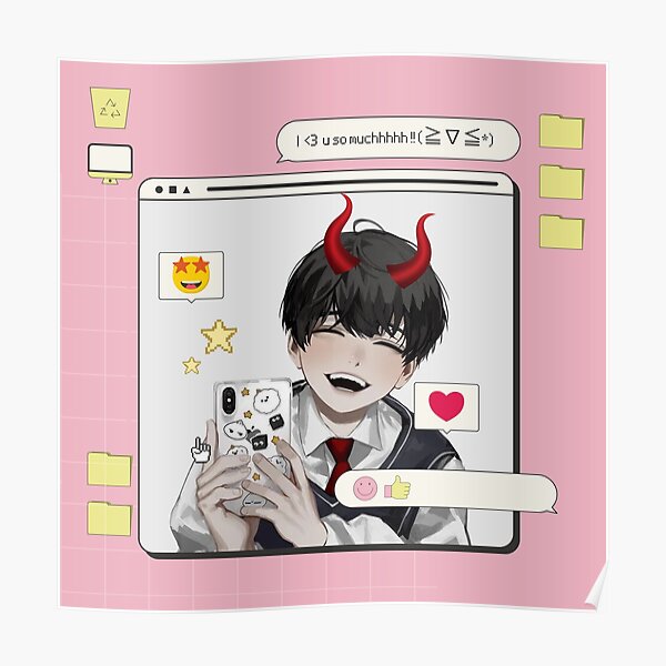 "pink kawaii kim dokja " Poster for Sale by gibbianne | Redbubble