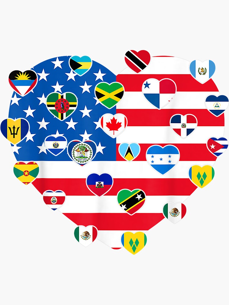 "American Flag Heart Hispanic Heritage Month Latino Pride" Sticker for ...