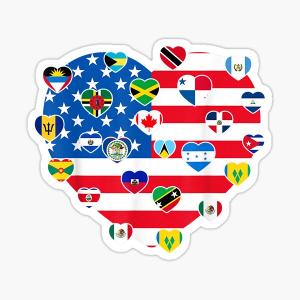 "American Flag Heart Hispanic Heritage Month Latino Pride" Sticker for ...