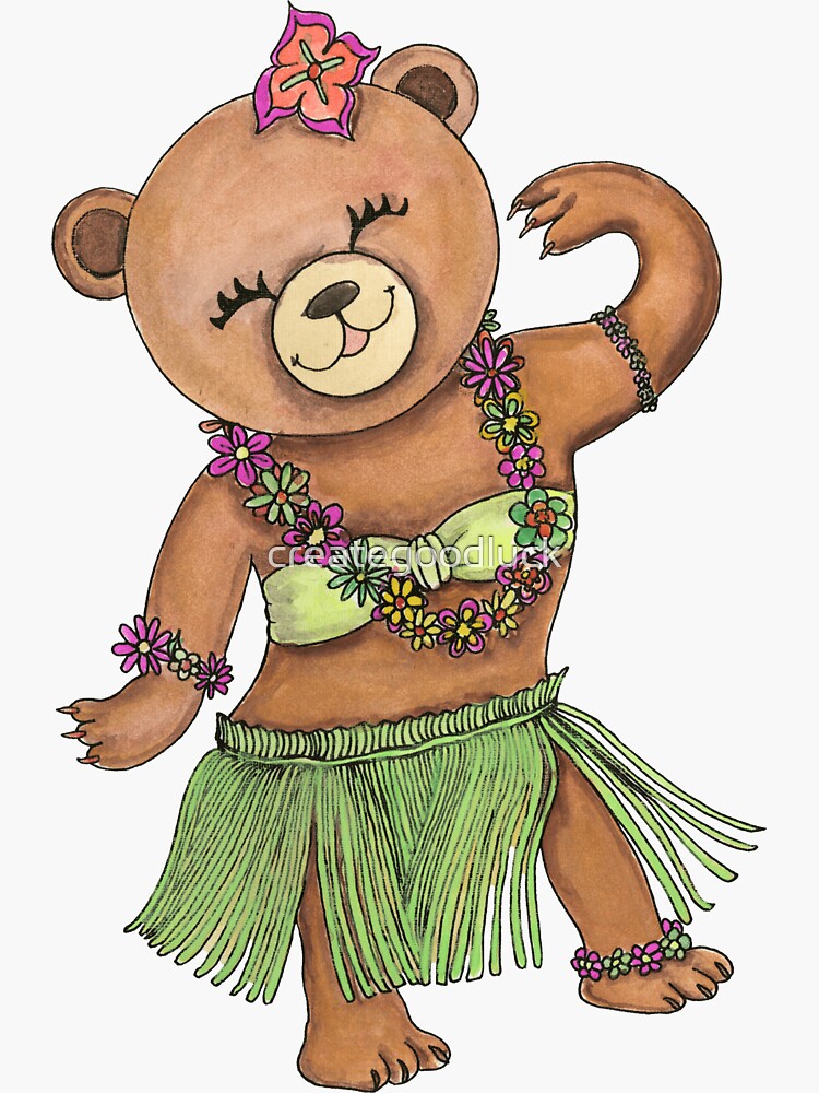 "Teddy Bear Hula Girl" Sticker for Sale by creategoodluck | Redbubble
