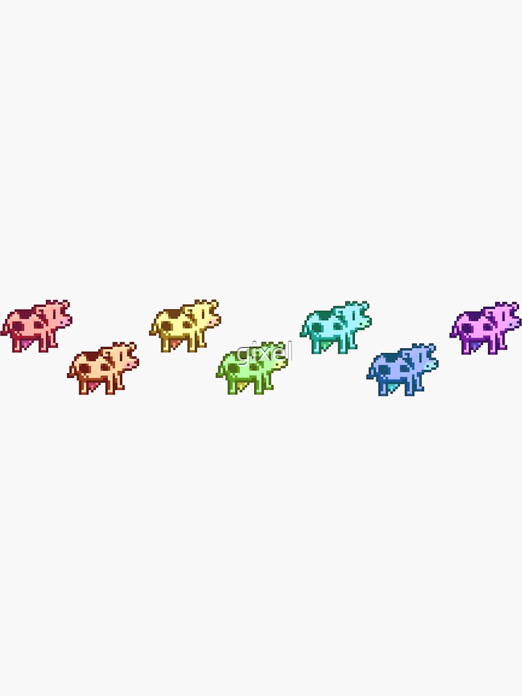 "Stardew Valley Rainbow Cows" Sticker for Sale by gixel | Redbubble