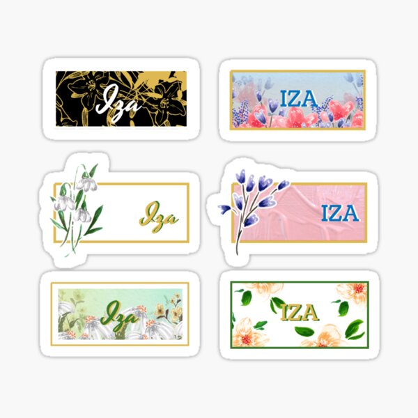 "Iza name sticker for hydro flask, name sticker image, sticker pack ...