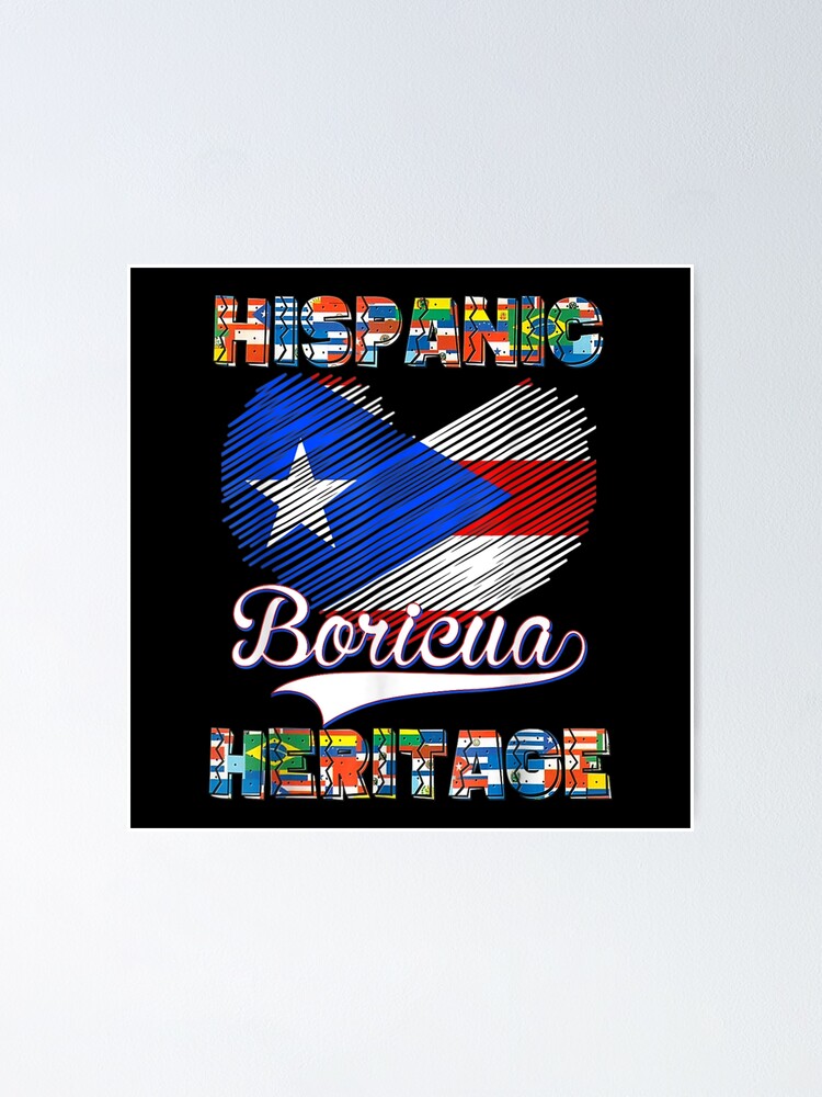 "National Hispanic Heritage Month Puerto Rico Flag Boricua" Poster for ...