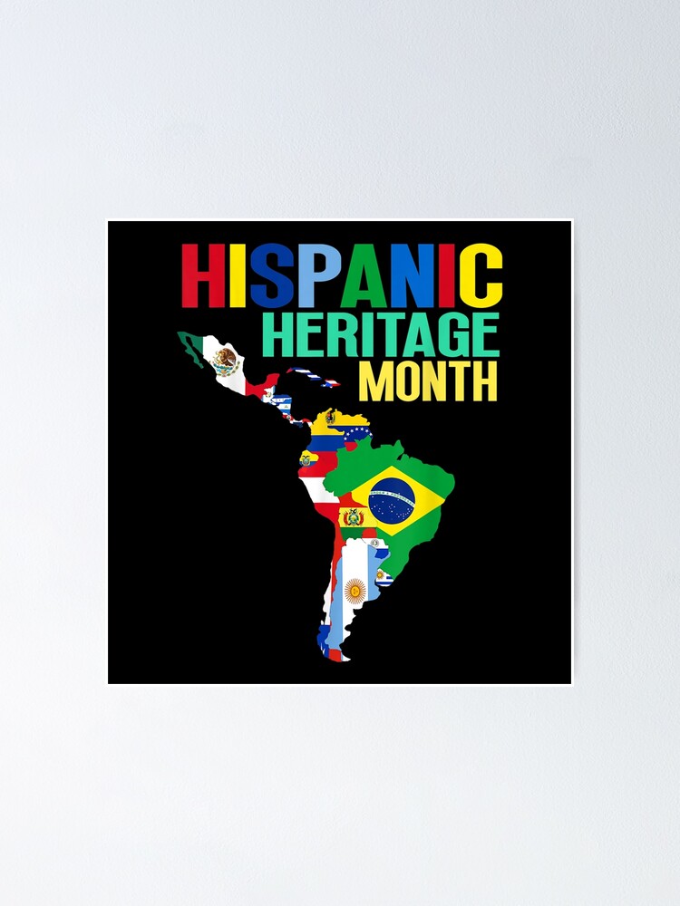 Póster «Mes de la herencia hispana Mapa de países latinos Banderas» de ...