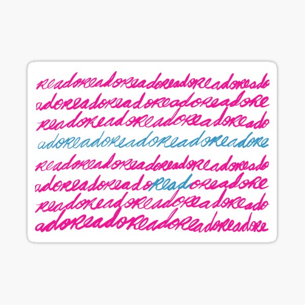 "Large Grid Blue Pink Adore Read" Sticker for Sale by Rivermuddess ...