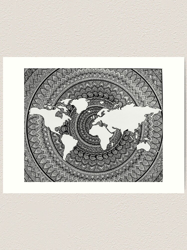 "World Map Mandala" Art Print for Sale by ArtsinneT | Redbubble