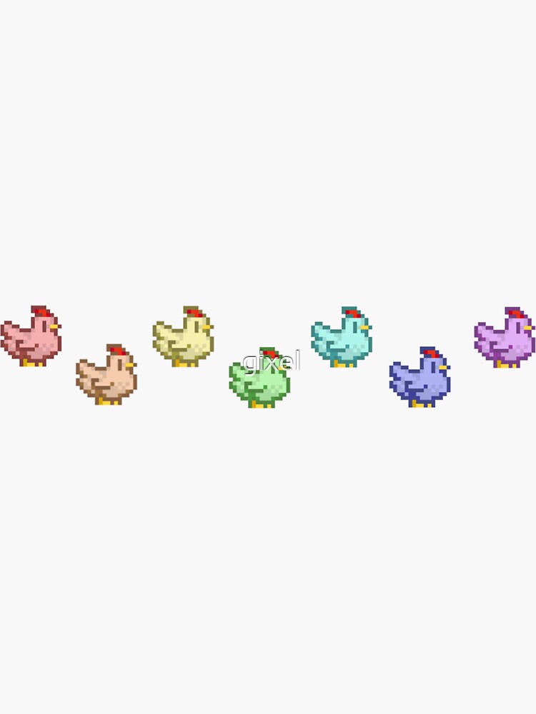 "Stardew Valley Rainbow Chickens" Sticker for Sale by gixel | Redbubble
