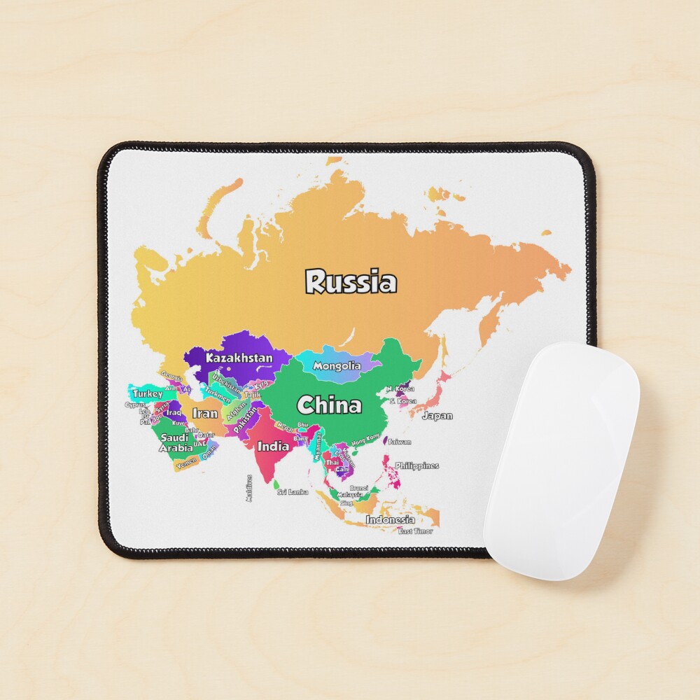 "political map of Asia with boundaries and countries names " Poster for ...