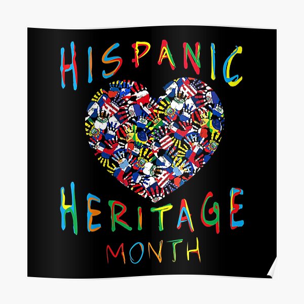"National Hispanic Heritage Month All countries Hand Heart" Poster for ...
